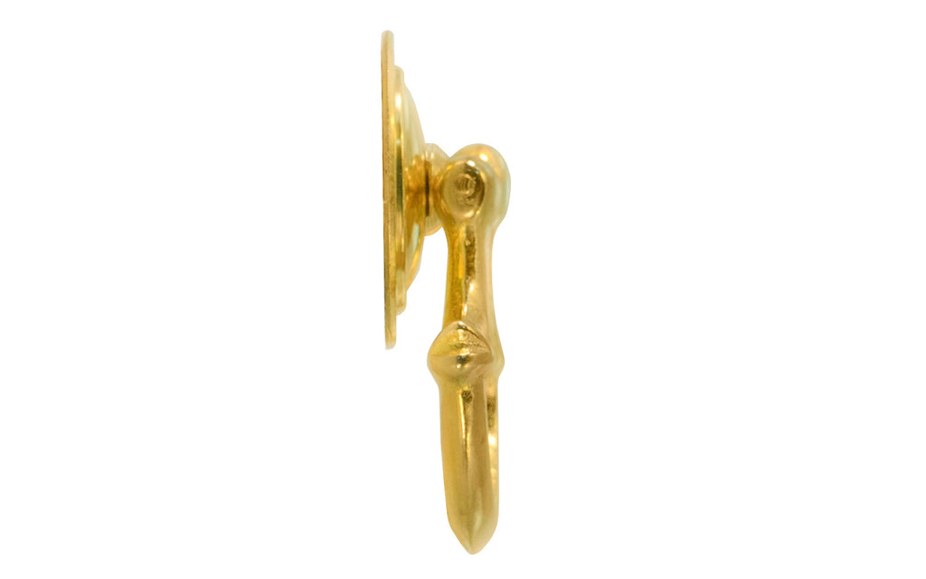 Unlacquered Brass "Dutch" Bow Cabinet Drop Pull with Backplate