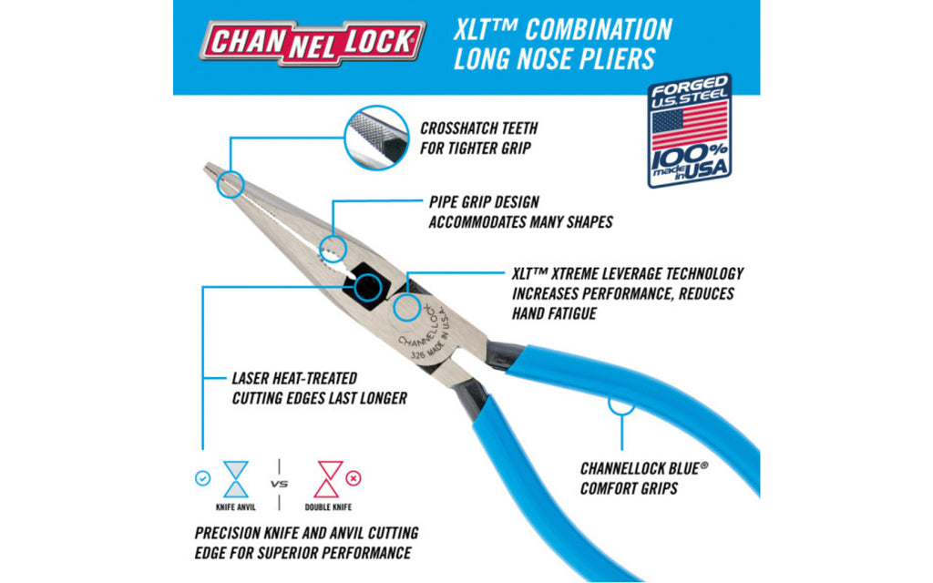 Channellock 6" Long Nose Pliers with Cutter