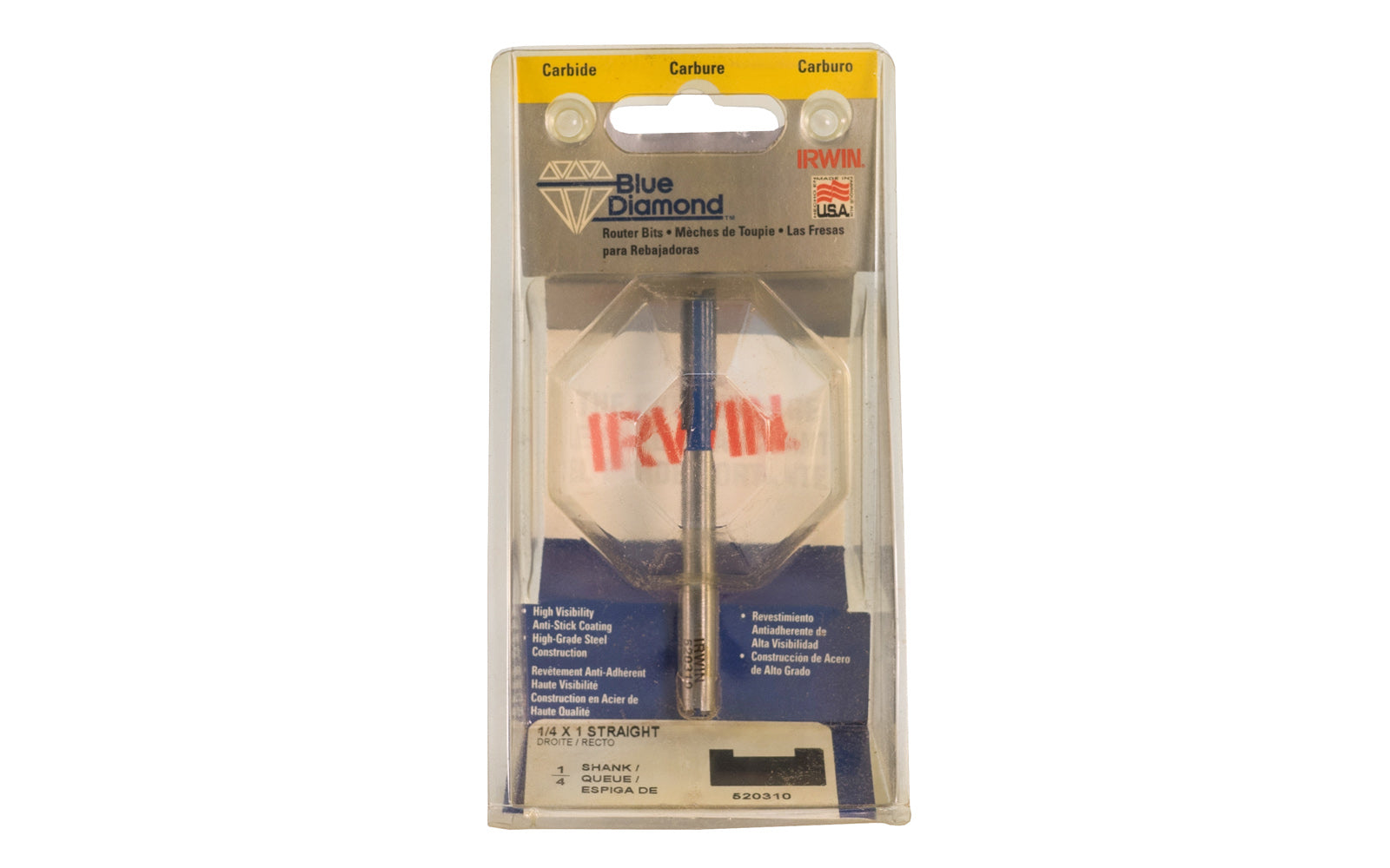 Irwin Carbide 1/4" x 1" Straight Router Bit - Made in USA