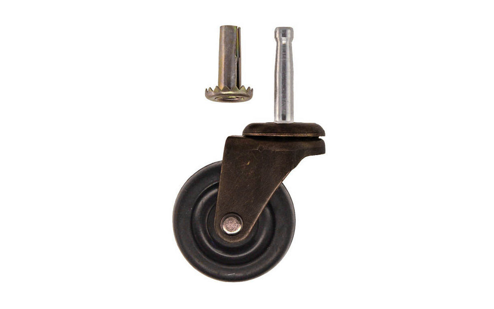 Ball Bearing Steel Grip-Neck Caster With Rubber 2" Wheel ~ Dark Antiqu ...