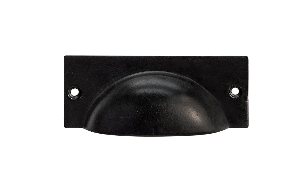 Black Finish on Steel Rectangular Bin Pull ~ 3-1/4" On Centers