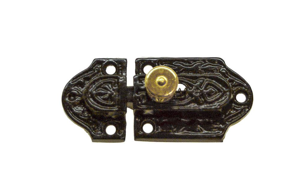 Ornate Spring-Loaded Cast Iron Latch Catch