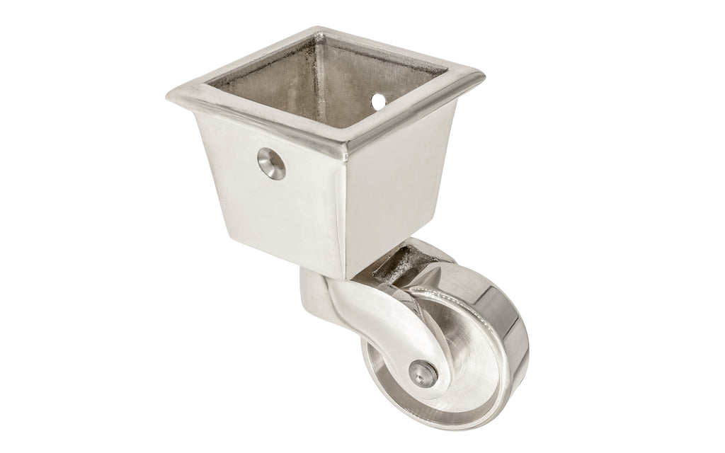 Solid Brass Square Socket Caster ~ 1-1/4" Wheel