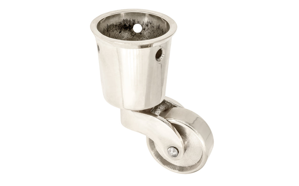 Solid Brass Round Socket Caster ~ 1-1/4" Wheel