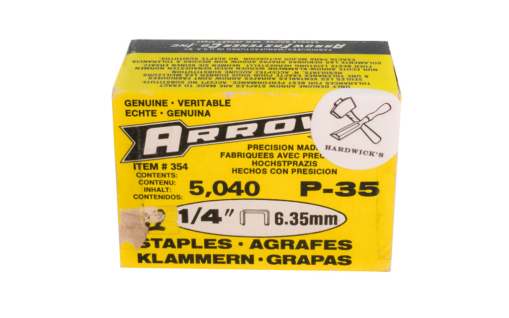 Arrow P35 Plier Type 1/4" Staples 5040 PK - Old Stock