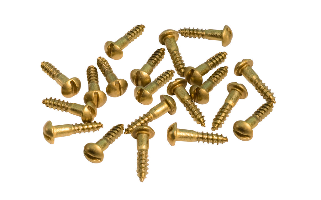 Solid Brass #5 x 5/8" Round Head Slotted Wood Screws