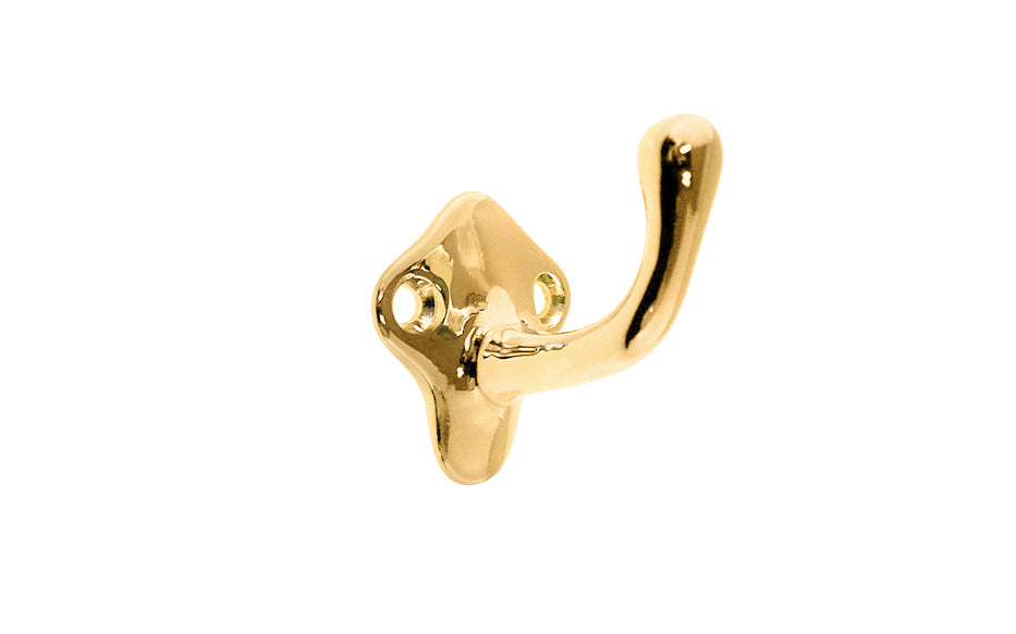 Vintage-Style Solid Brass Small Hook ~ Unlacquered Brass