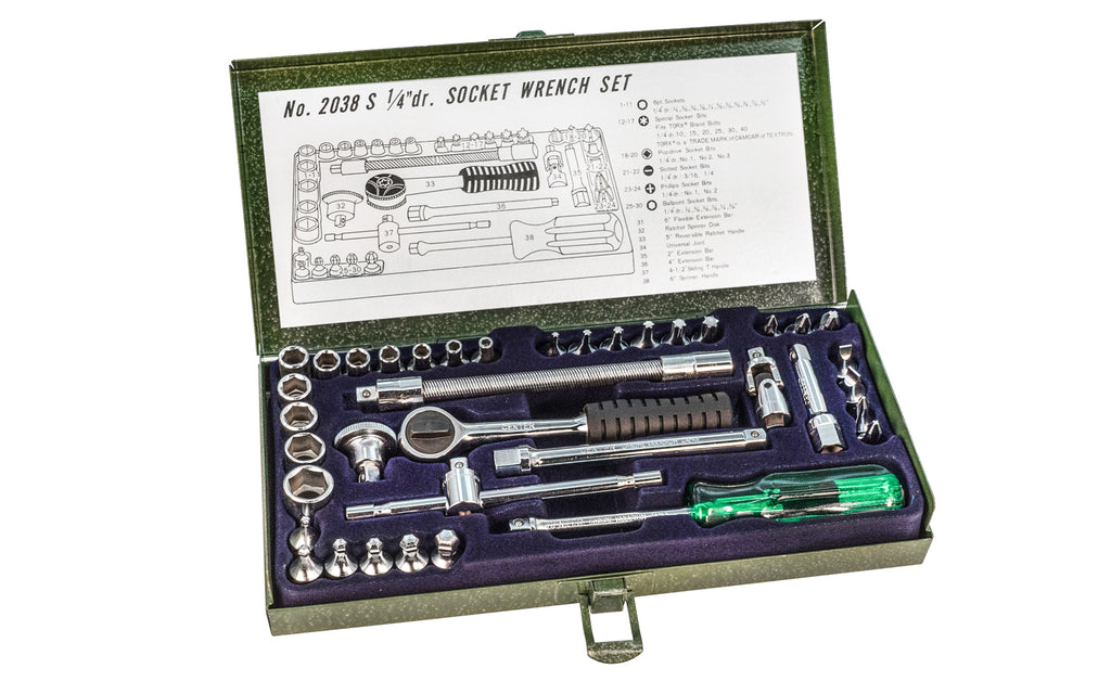 Japanese Socket Wrench & Bit Set - 1/4" Drive ~ 38 PC Set