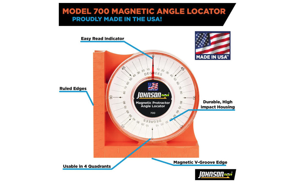 Johnson Level Magnetic Protractor & Angle Locator ~ 700