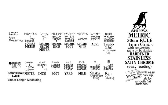Shinwa "Pick Up" Satin Chrome Stainless Ruler - Metric – Hardwick & Sons