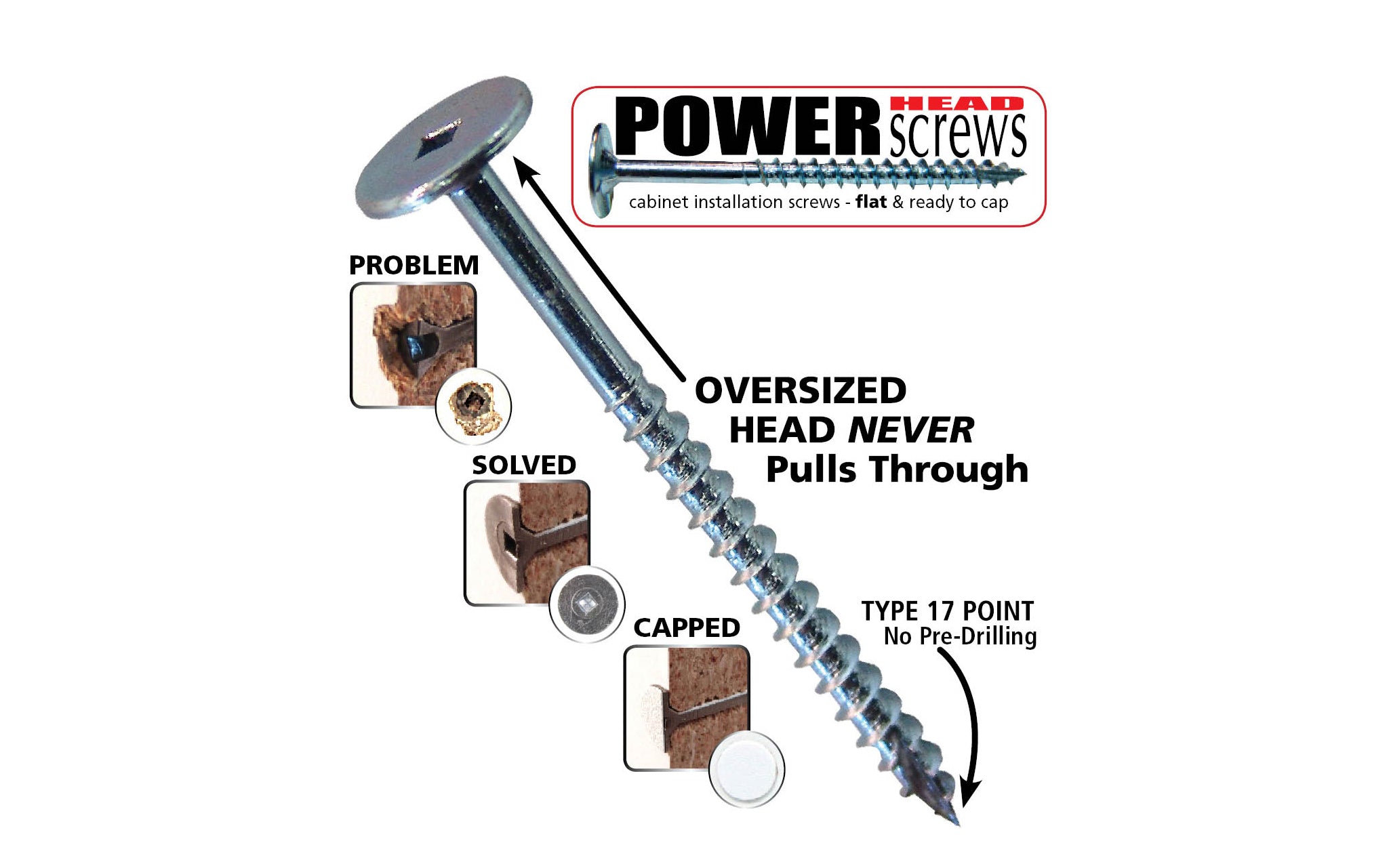 FastCap 3" Powerhead Cabinet Screws - T20 Torx Head ~ 150 Pack ...
