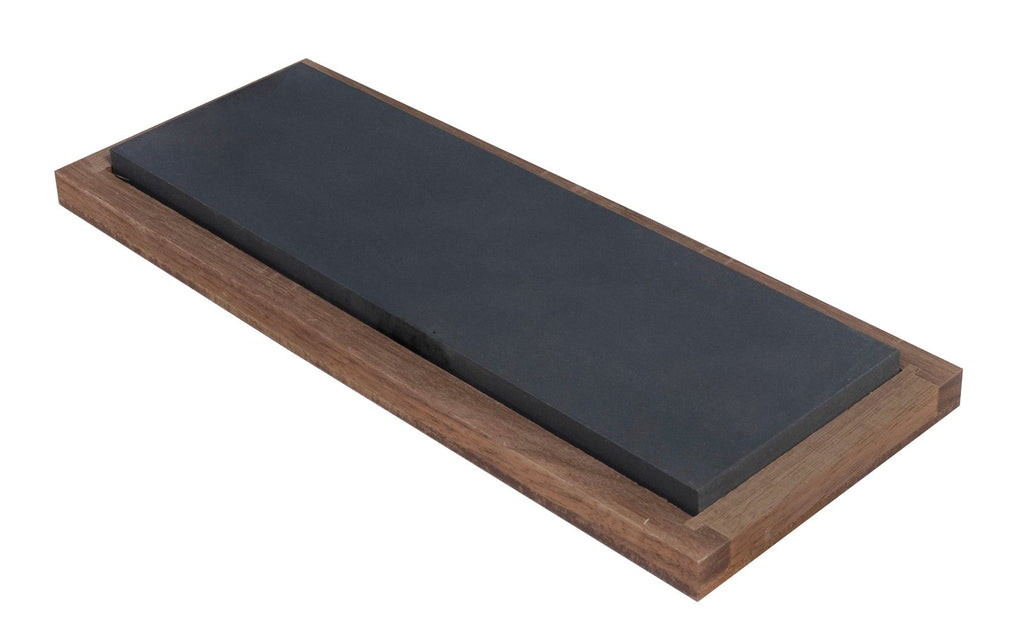 Wide Black Hard Arkansas Bench Stone with Wooden Box ~ 8" x 2-1/2"